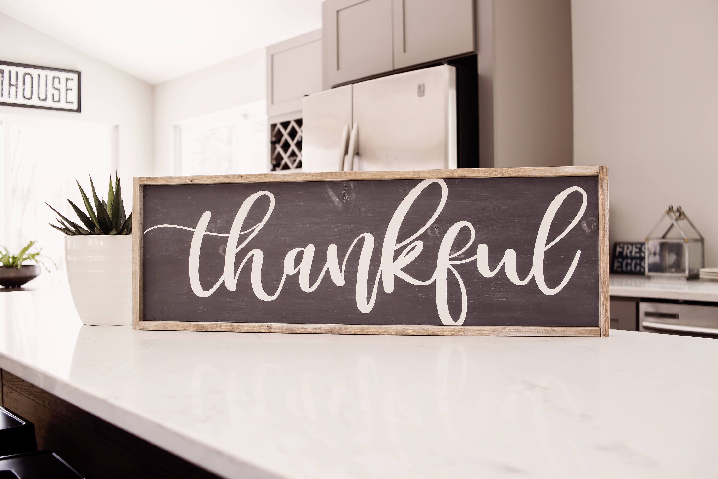 Wooden Thankful Sign | Thankful Sign | Farmhouse Decor | Rustic Decor ...
