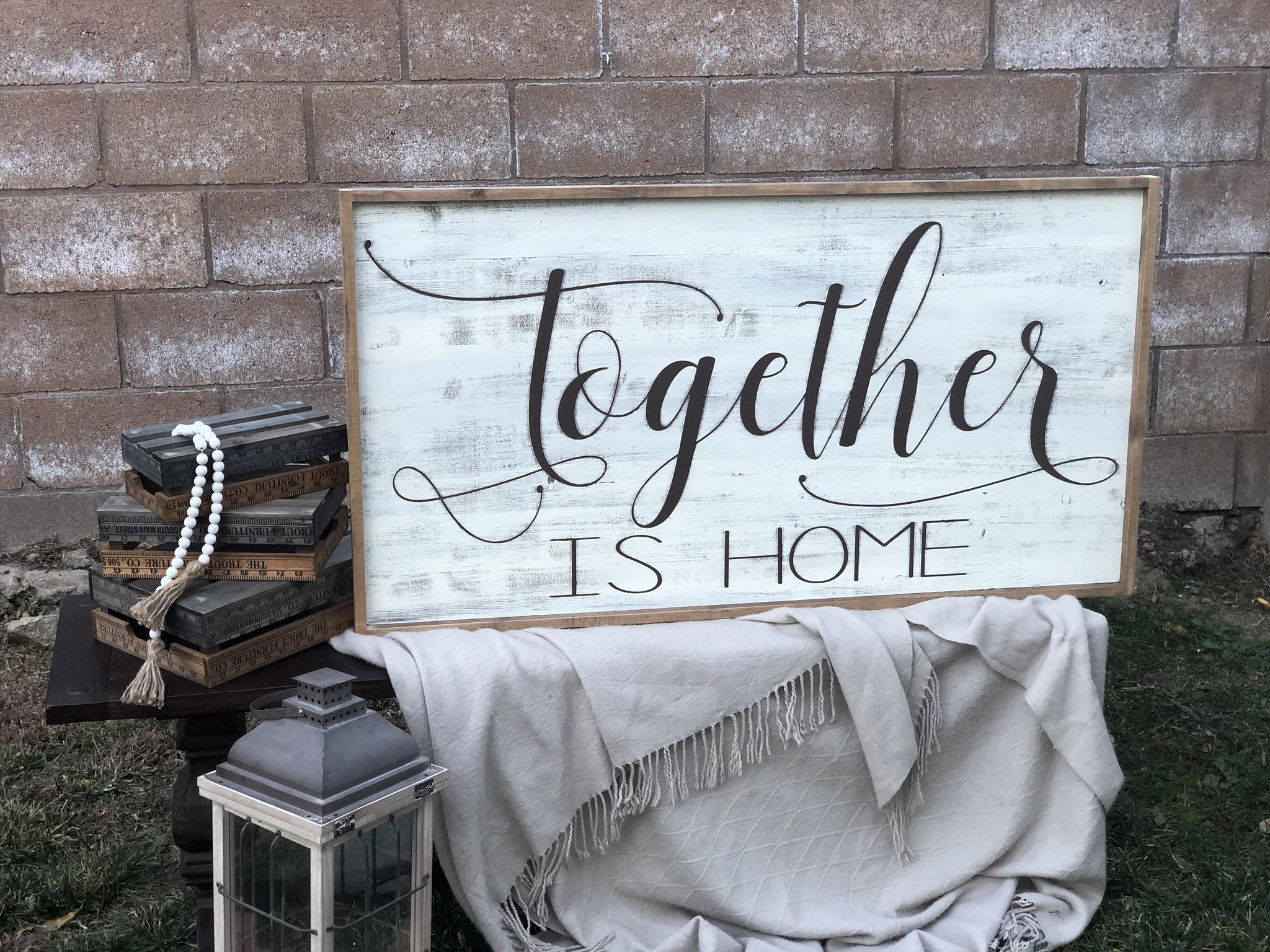 Together is Home Framed Family Sign Large Framed Wood Sign | Etsy