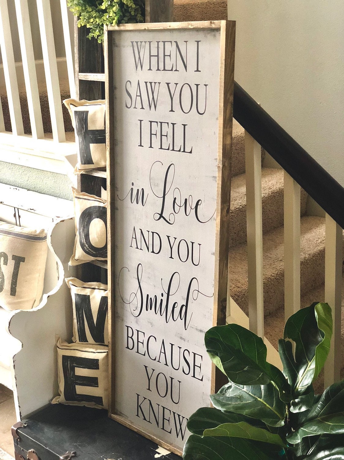 Love Quote | Wooden Love Sign | Framed Quote | When I Saw You I Fell in ...