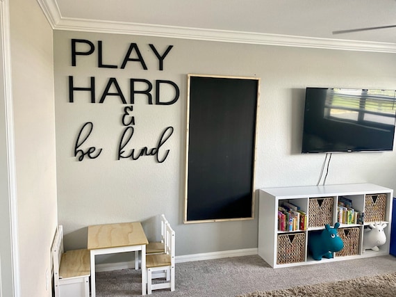 Play Hard and Be Kind Play Room Decor Wooden Letters | Etsy
