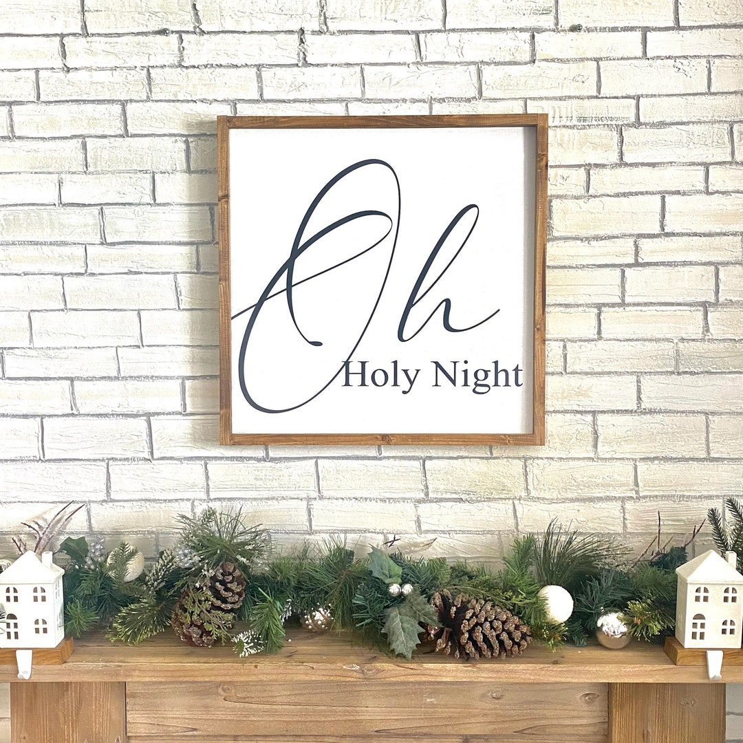 Oh Holy Night | Christmas Sign | Merry Christmas | Large White Sign ...