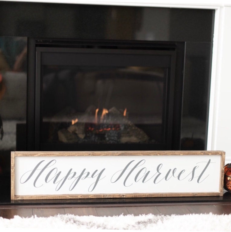 Large Happy Harvest Sign Wood Sign fall Sign Fall Decor | Etsy