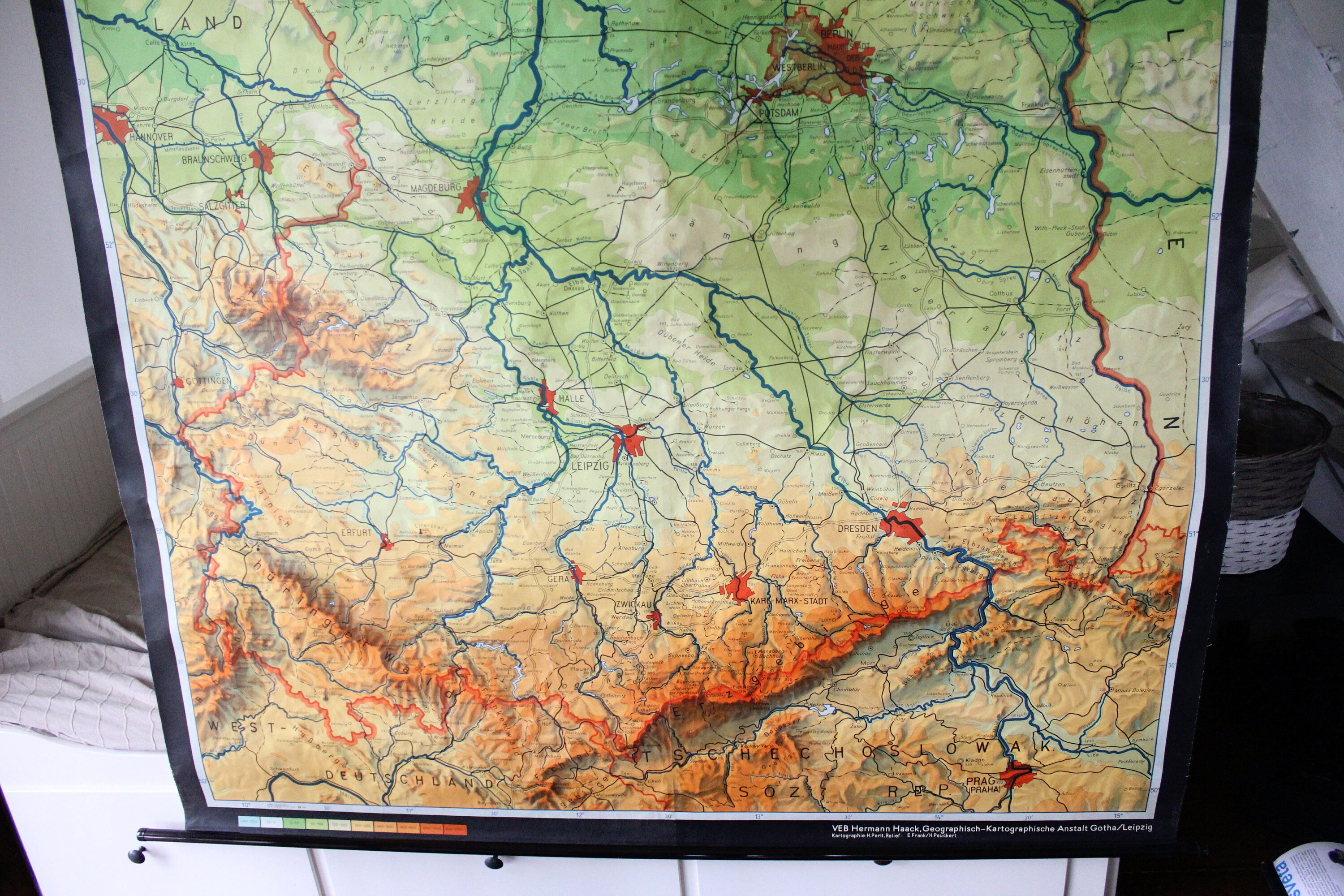 DDR Map Large Map Pull Down Chart Geography Poster Vintage - Etsy UK