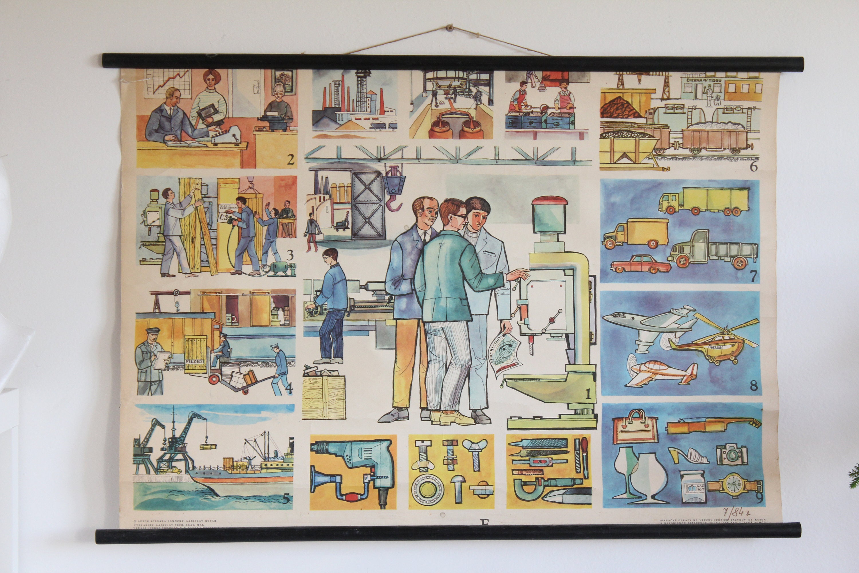 Professions Vintage School Chart, Pull Down Poster, Antique Poster With ...