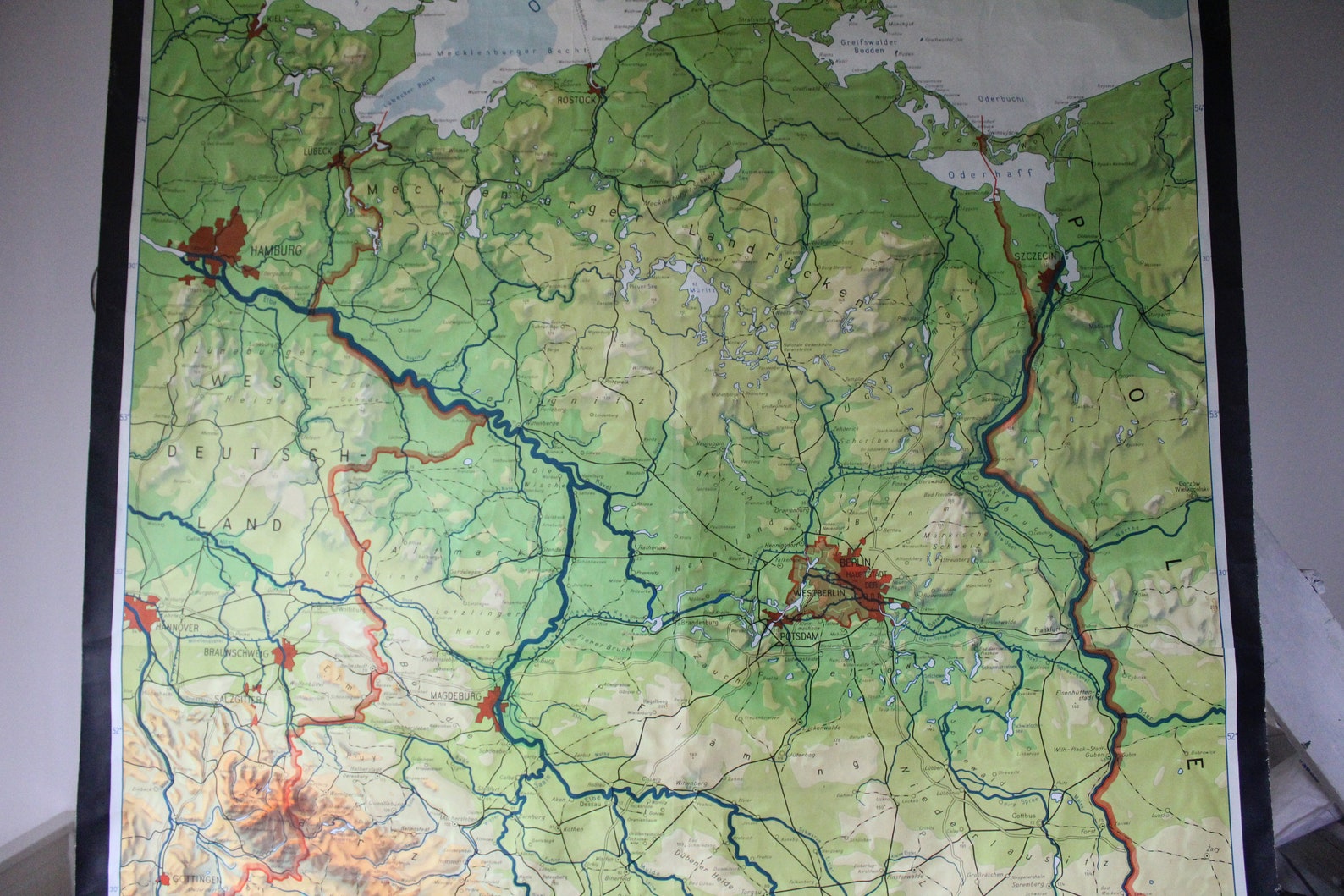 DDR Map Large Map Pull Down Chart Geography Poster Vintage - Etsy