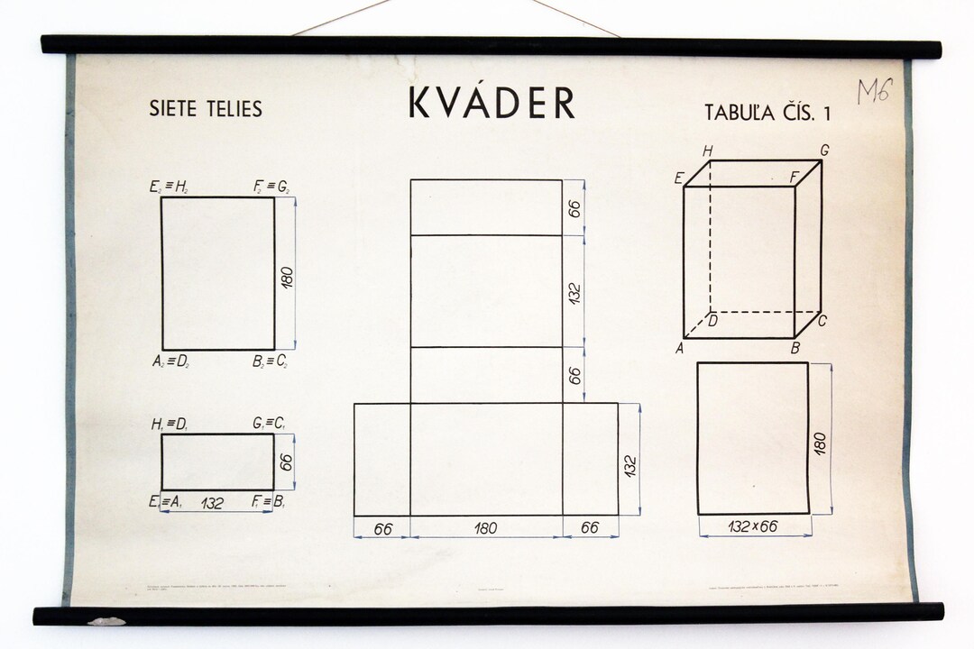Cuboid School Chart, Pull Down Chart, Geometry Poster, Vintage Poster ...