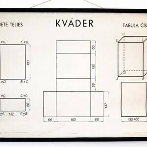 Cuboid School Chart, Pull Down Chart, Geometry Poster, Vintage Poster ...