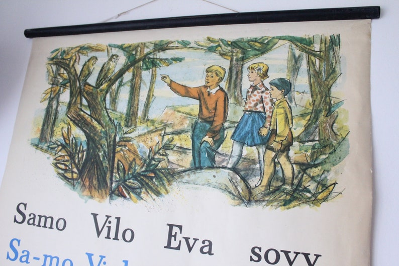 School Vintage Chart Pull Down Poster Original Vintage Wall Hanging ...