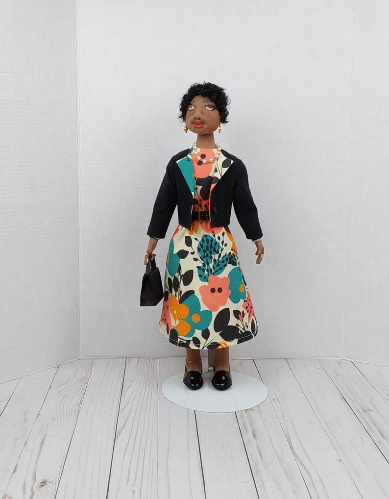 African American Cloth Art Doll – Gwen, 20" Soft Sculpture Collectible ...