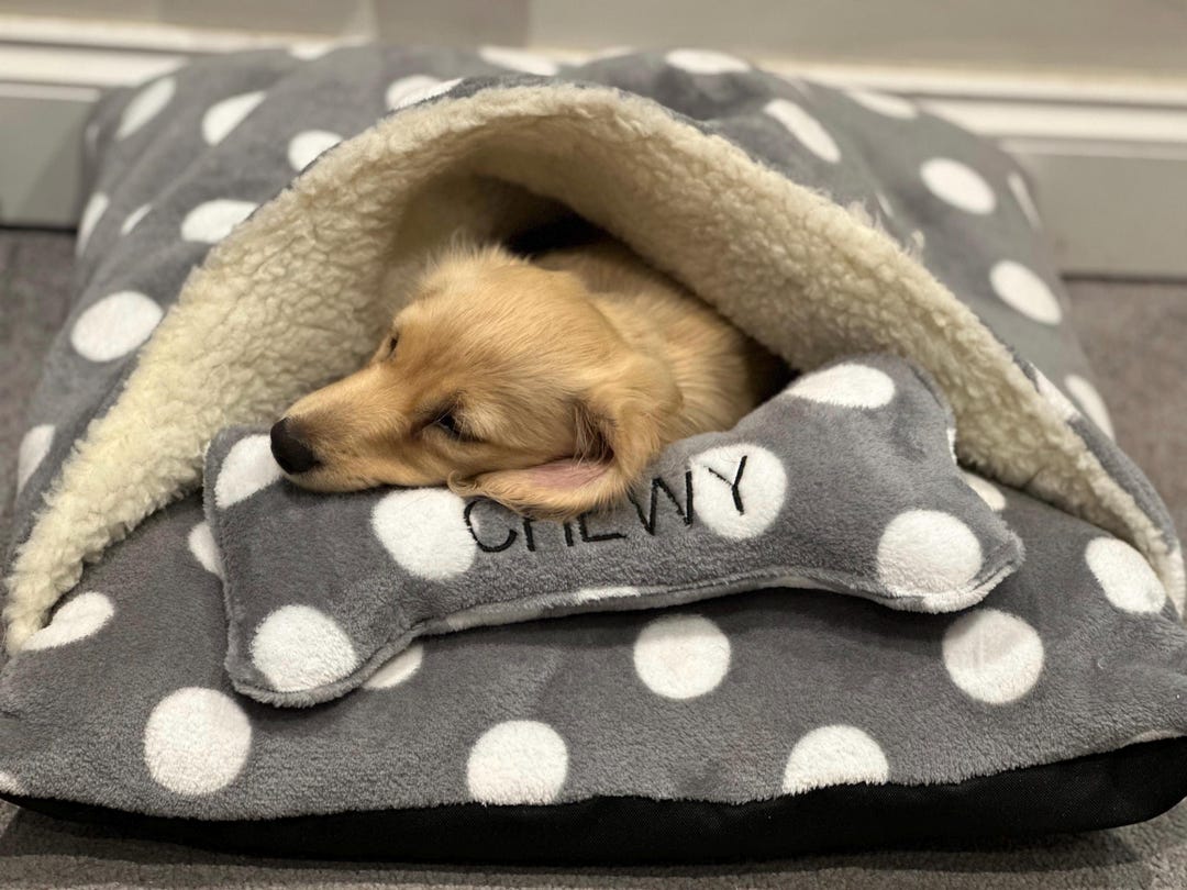 Cuddle Fleece Memory Foam Dog Bed Cave: Dachshund Snuggle Bed ...