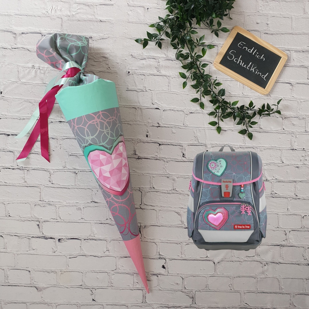 School Cone for Step by Step Glitter Heart School Cone Girls School ...