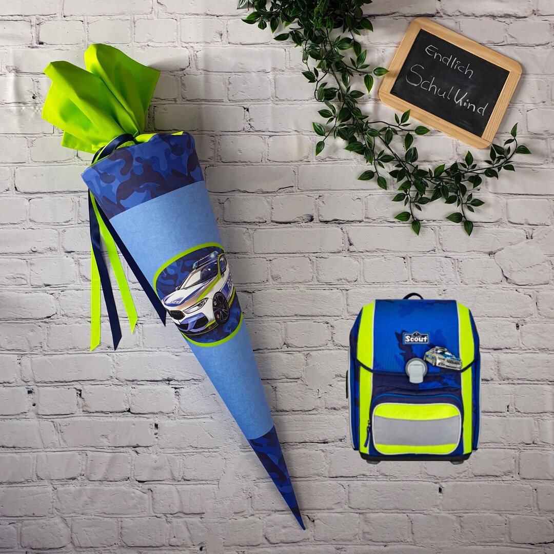 Police-themed School Cone for Scout Blue Police - School Cone for Boys ...