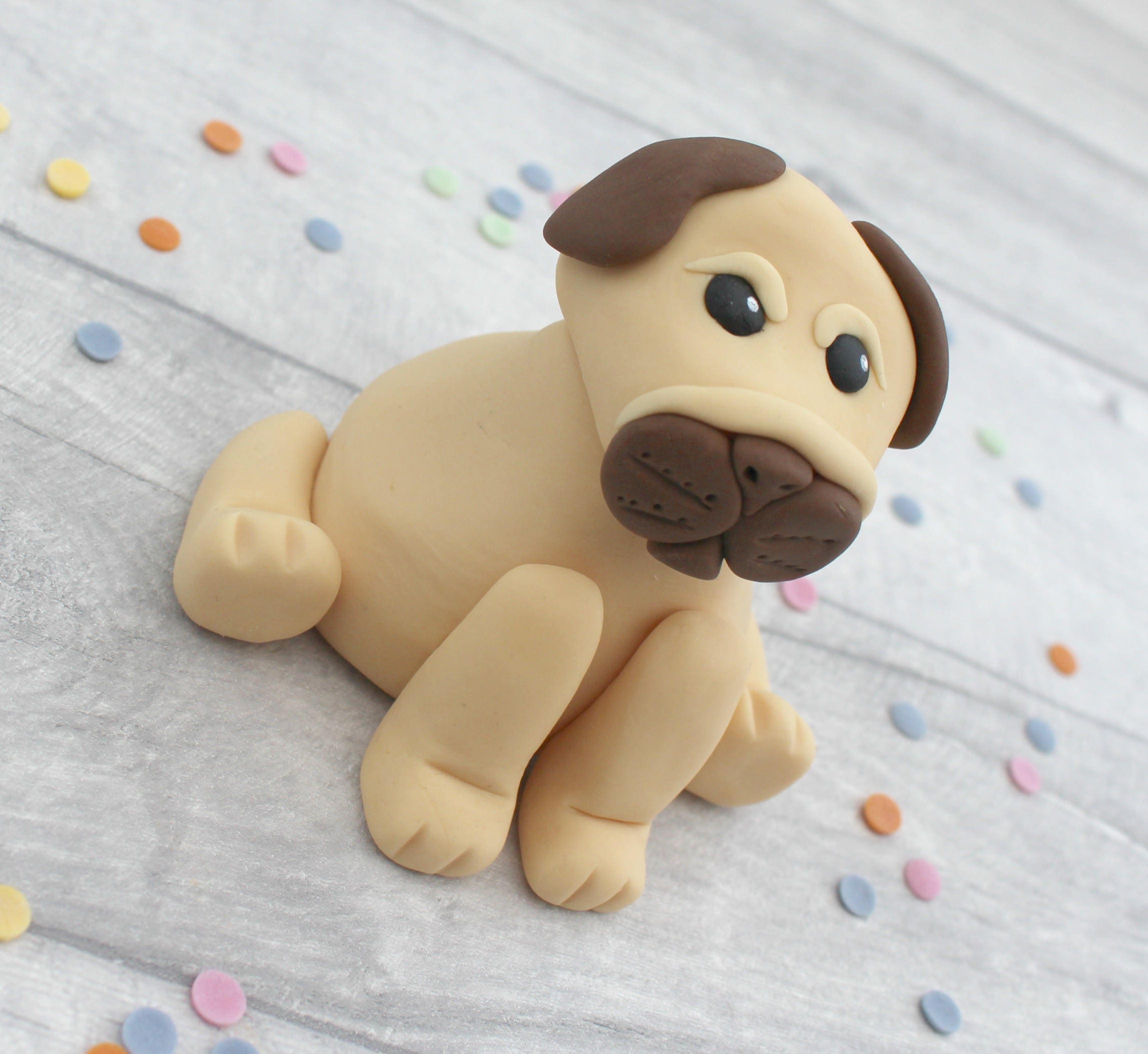Pug Cake Topper Fondant Dog Cake Decoration | Etsy UK
