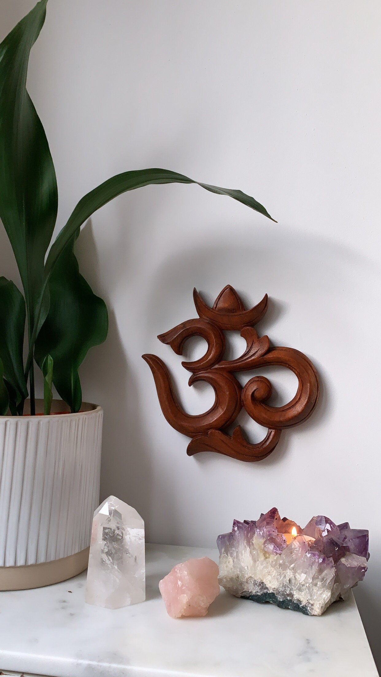 Hand Carved Dark Wood Om Aum Symbol for meditation space yoga | Etsy