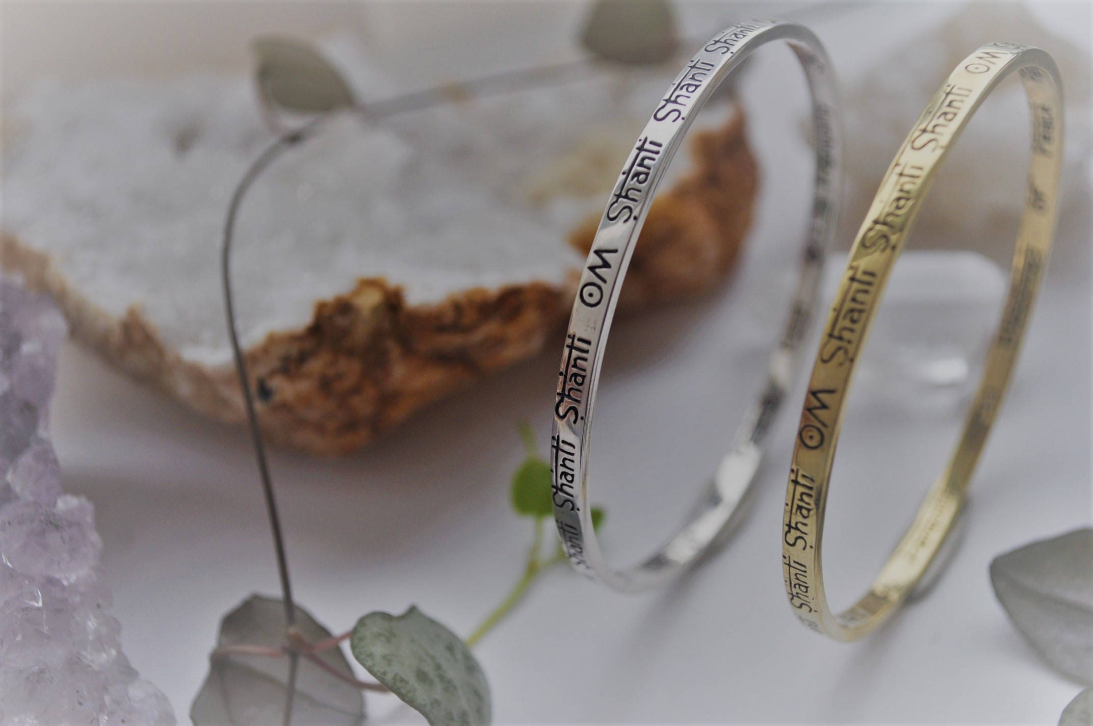Om Shanti Sterling Silver Bangle ॐ Meditation Jewelry | Spiritual ...