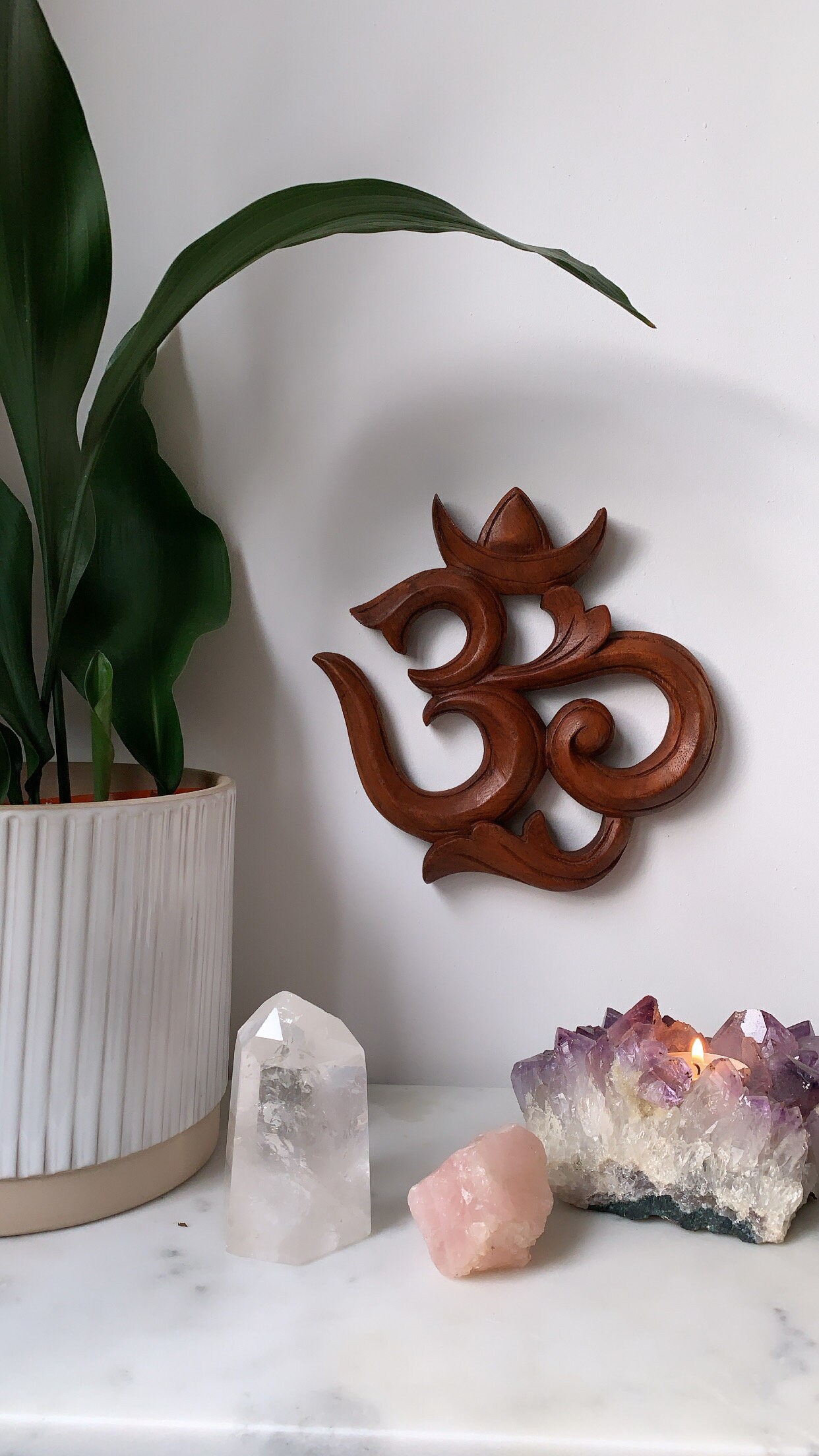 Hand Carved Dark Wood Om Aum Symbol for meditation space yoga | Etsy