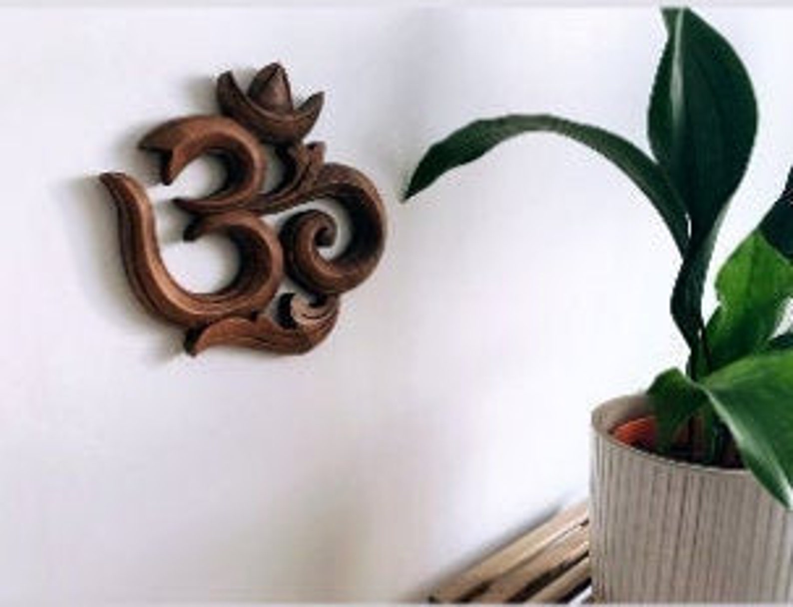 Hand Carved Dark Wood Om Aum Symbol for meditation space yoga | Etsy