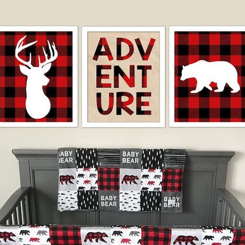 Buffalo Plaid Nursery Decor Lumberjack Nursery Wall Art Baby - Etsy