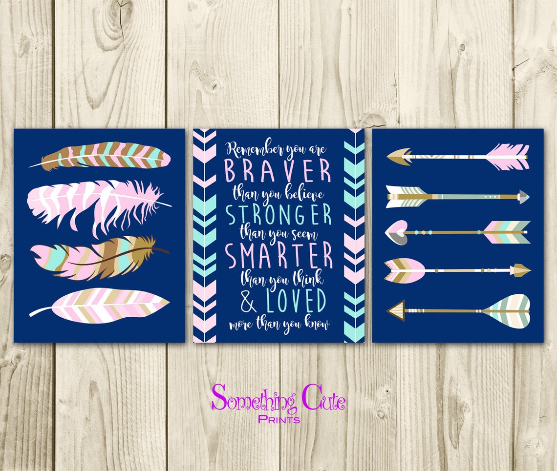 Boho Nursery Wall Art Tribal Baby Nursery Art Feathers | Etsy