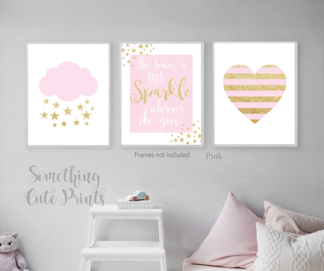 Pink and Gold Nursery Decor, Pink Nursery Decor, Girl Nursery Wall Art ...