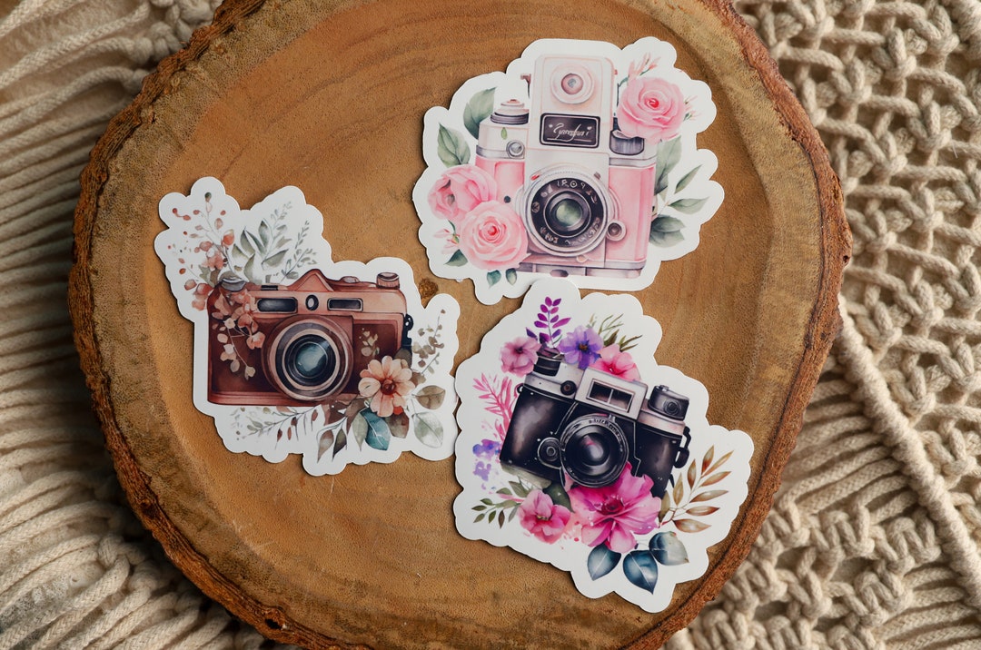 Camera Sticker, Photographer Sticker, Floral Camera Decor, Floral ...