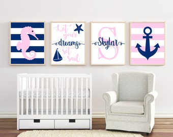 Pink Navy Nautical - Etsy