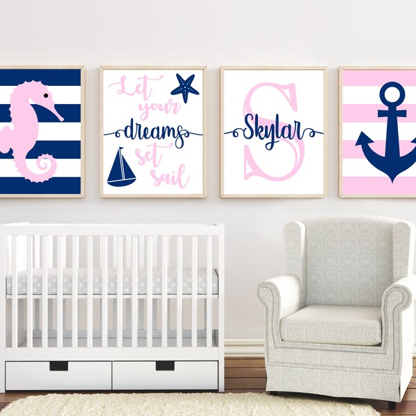 Pink Navy Nautical - Etsy