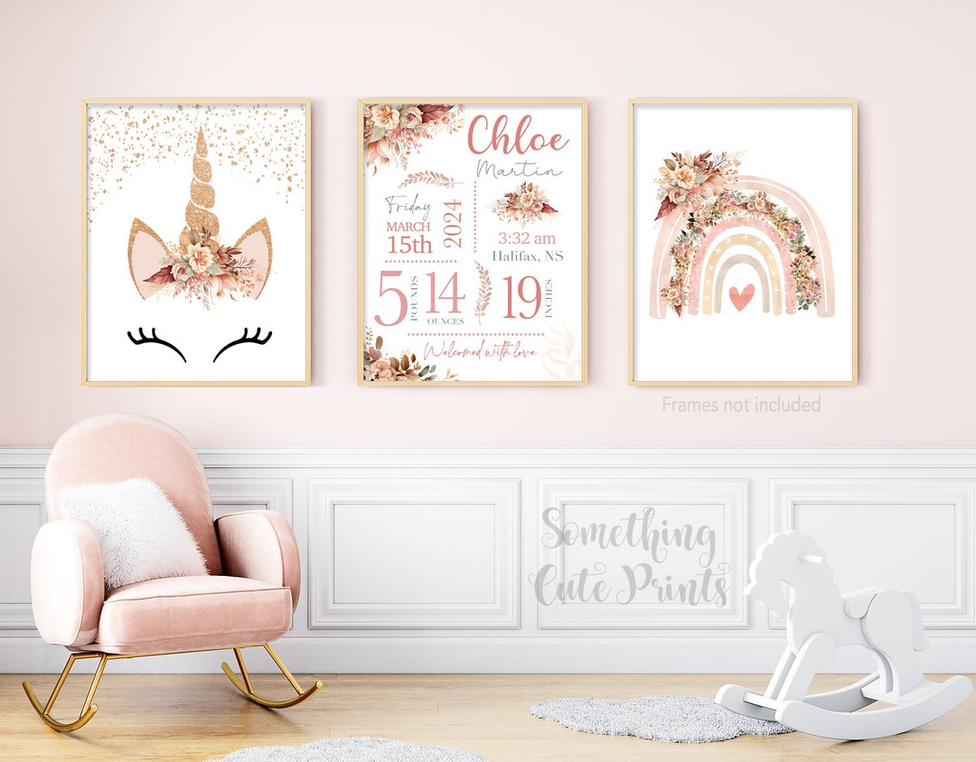 Boho Unicorn Prints, Unicorn Decor, Nursery Wall Art, Rainbow Wall ...