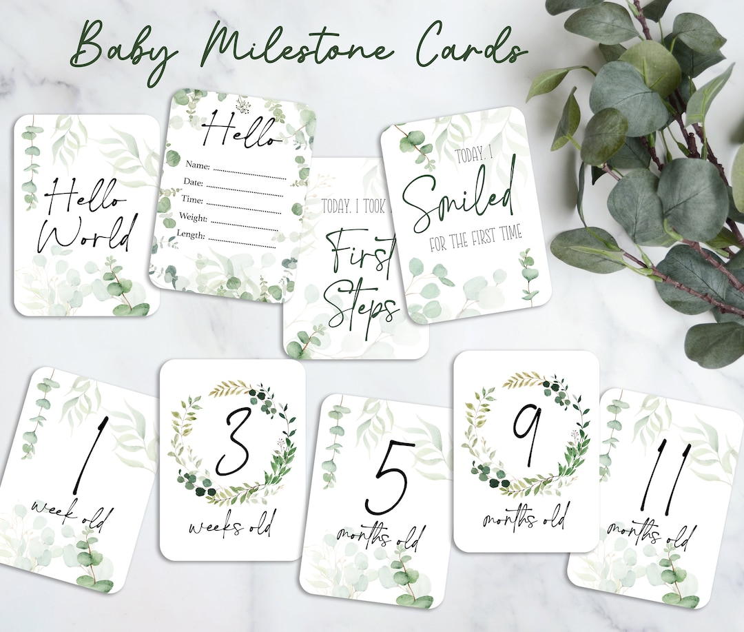 Baby Milestone Cards, Botanical Milestone Cards, Floral Milestone Card ...