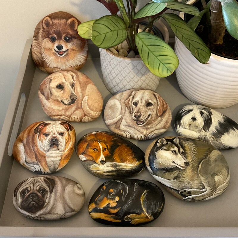 Dog Painting on Rock - Etsy