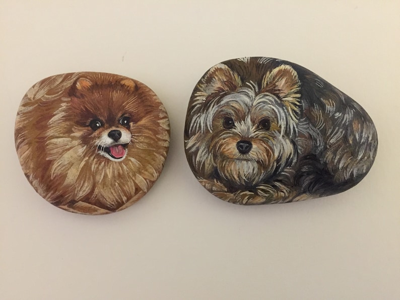 Hand-painted Custom Dog Portrait Rock: Pet Memorial Gift - Etsy