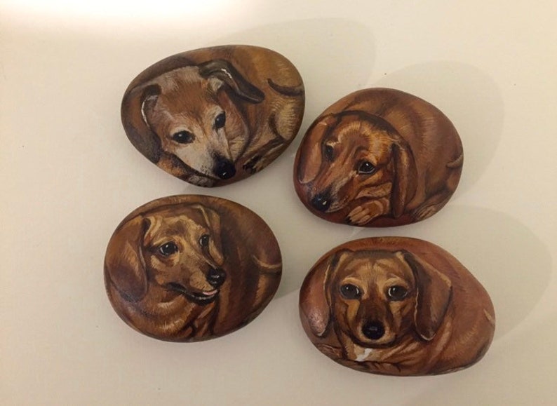 Custom Dog Portraits on Rocks Painted Dogs on Rock Painted - Etsy Canada