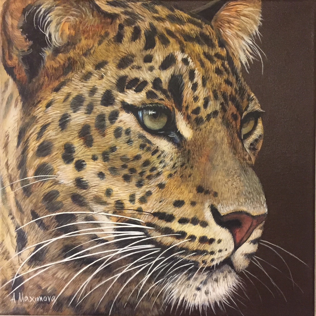 Leopard Portrait - Leopard Painting - Original Painting - Big Cat Art ...