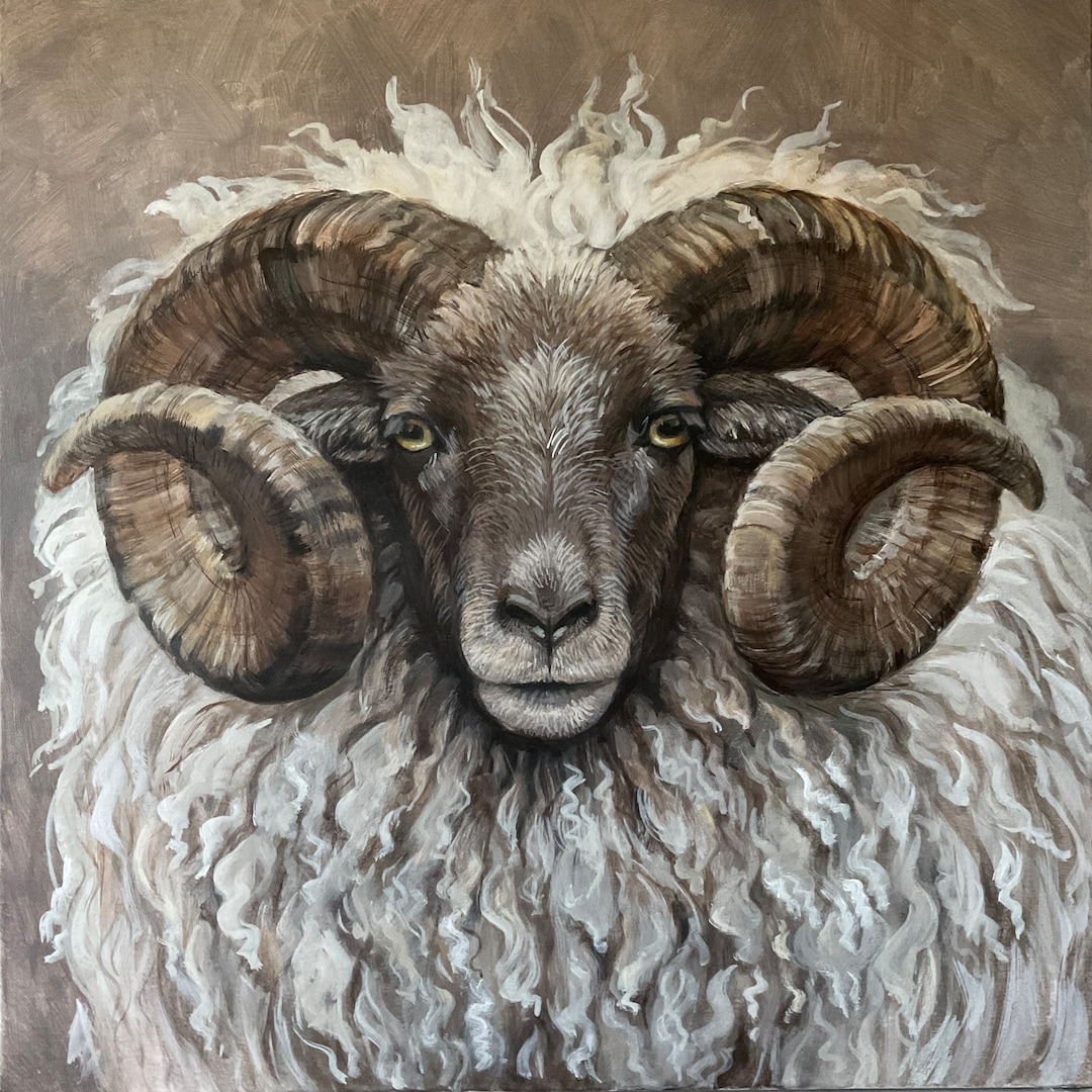 Ram Portrait Large Ram Portrait Original Portrait Irish Art Animal ...