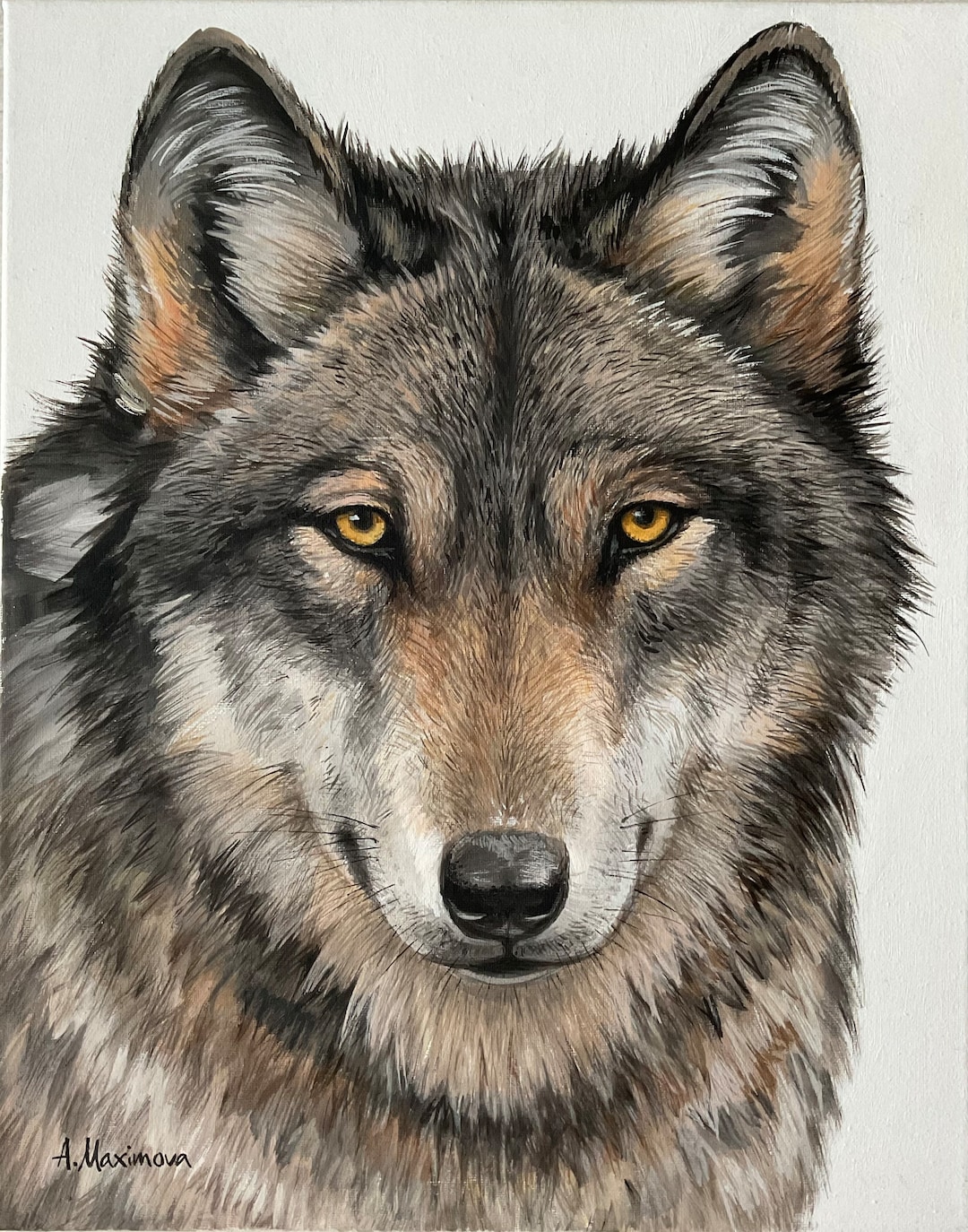 Wolf Portrait Original Wolf Painting Animal Portraits - Etsy