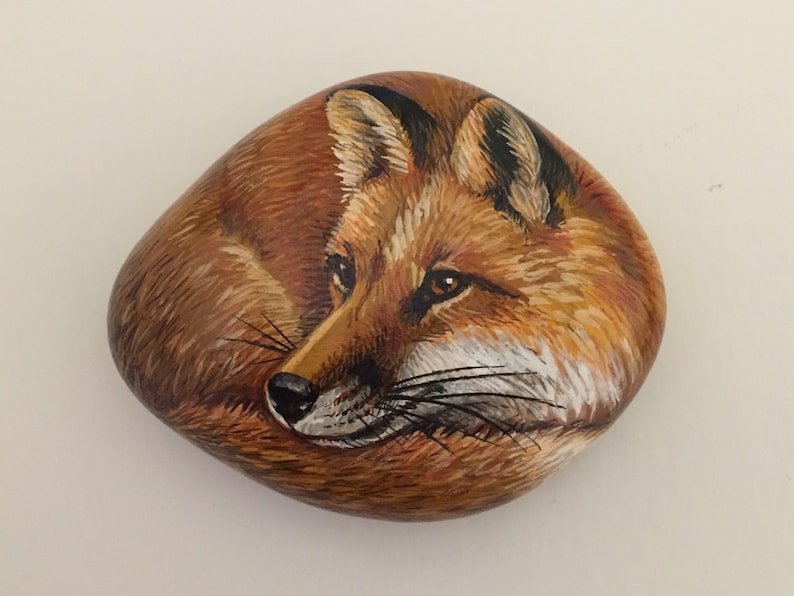 Fox Rock Fox Painted on Rock Rock Painting Rock Art | Etsy