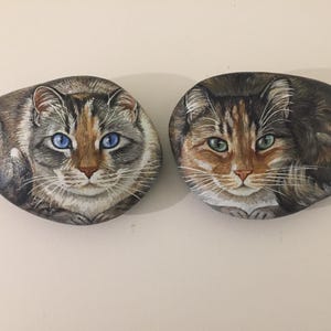 Custom Cat Portrait Rock: Hand-painted Pet Memorial Stone, Personalised ...