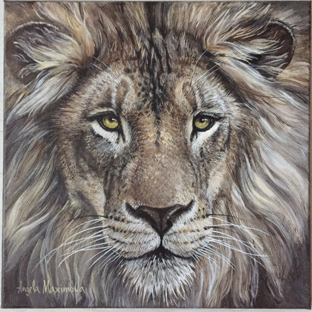 Original Lion Painting Lion Portrait Original Painting - Etsy