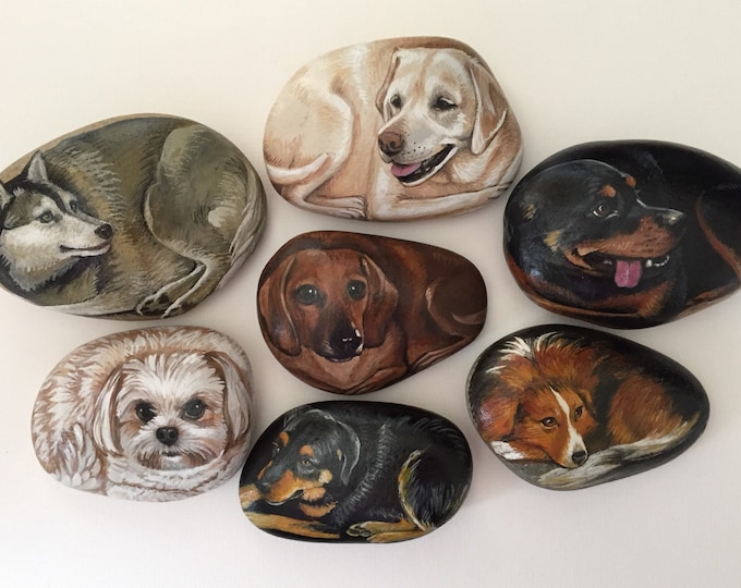 Custom Dog Portraits on Rocks Painted Dogs on Rock Painted | Etsy