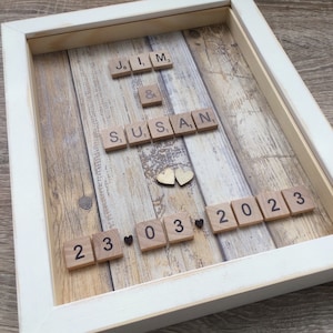Personalised Wedding Scrabble Frame Gift for Bride & Groom for Welcome ...