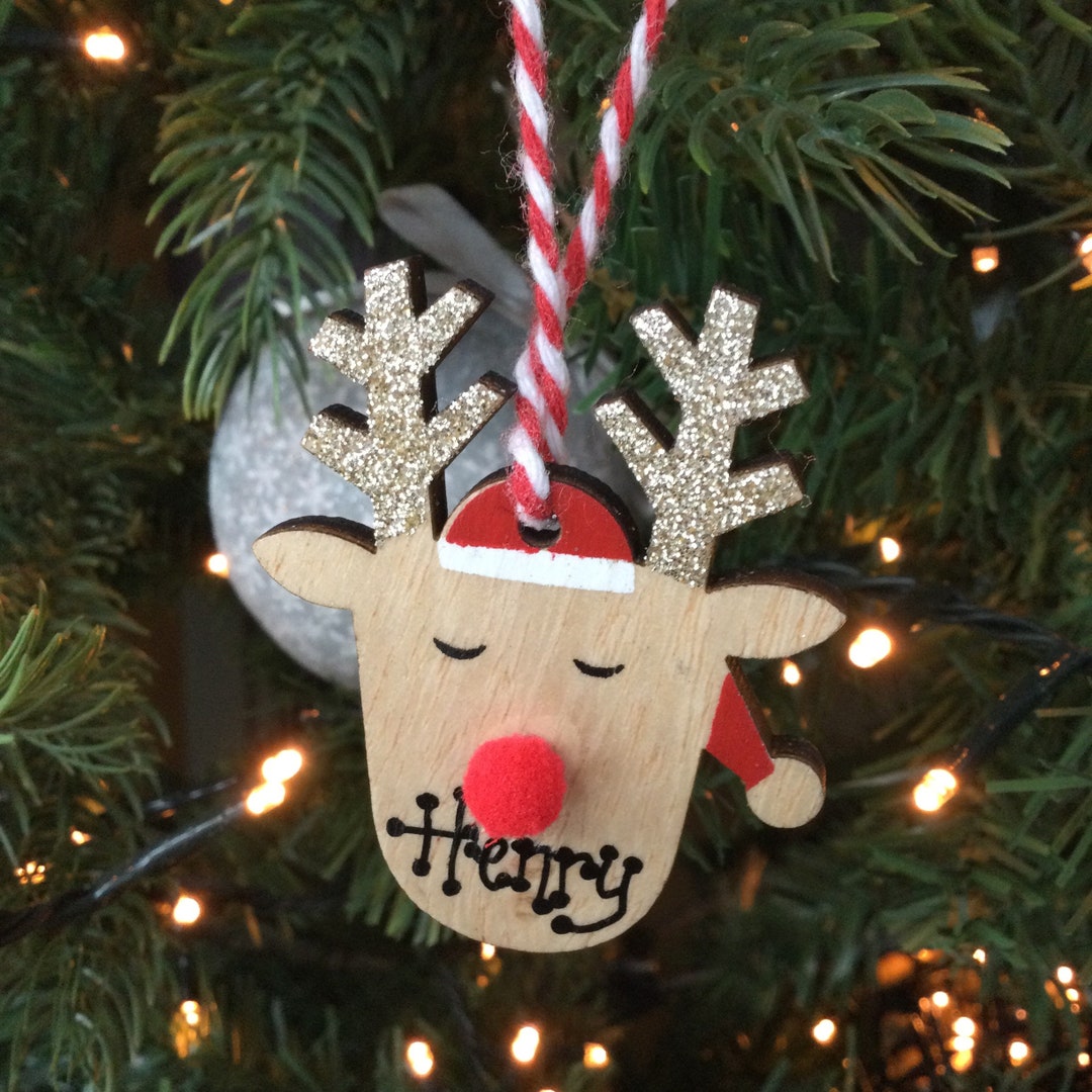 Personalised Rudolph Gift Tag Wooden Christmas Rudolph Decoration by ...