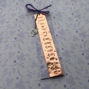 Personalised Copper Bookmark, Customised Metal Bookmark, Gift for Book ...
