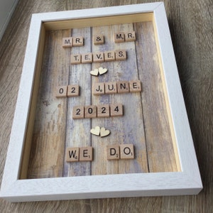 Personalised Wedding Scrabble Frame Gift for Bride & Groom for Welcome ...