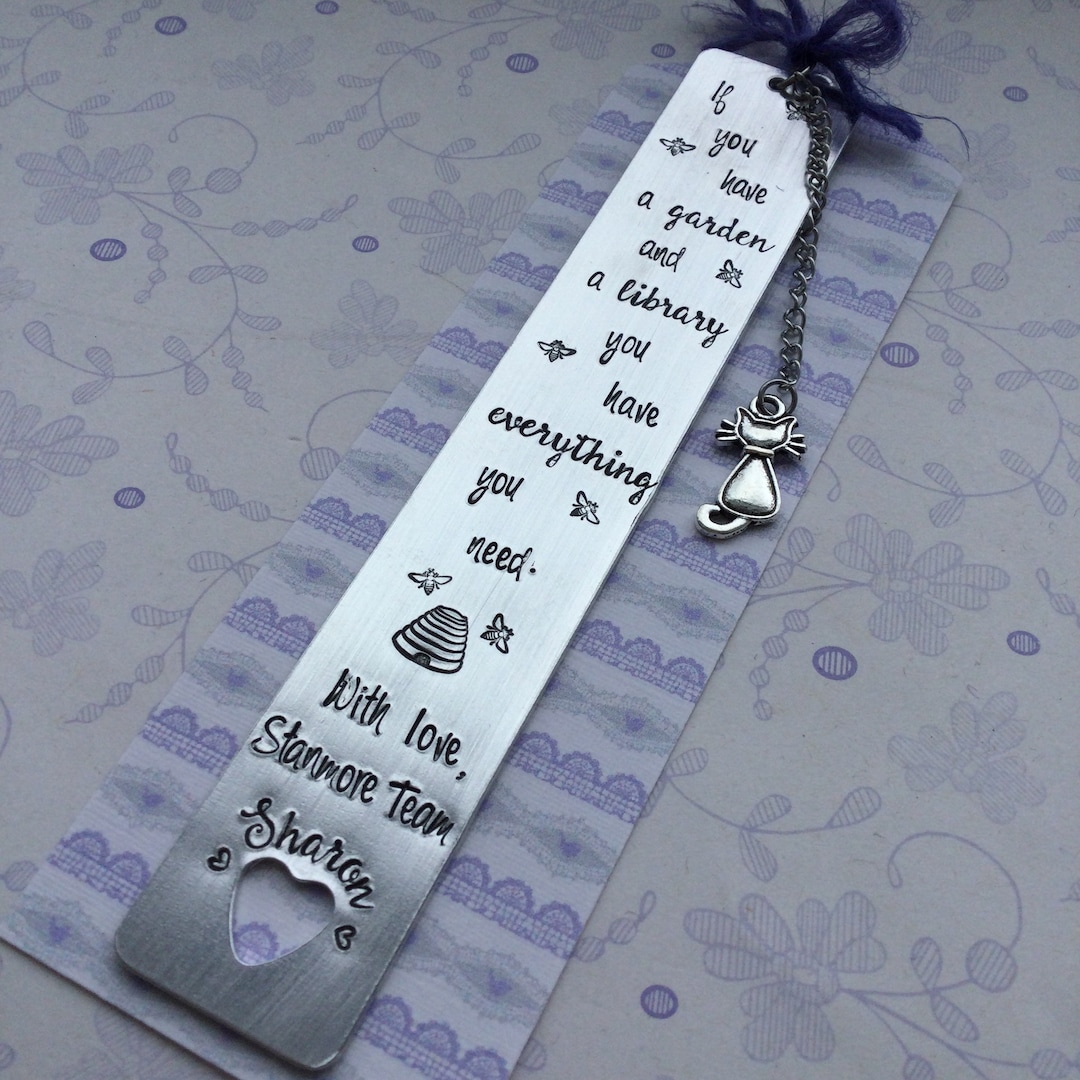 Personalised Bookmark, Customised Metal Bookmark, Gift for Book Lover ...