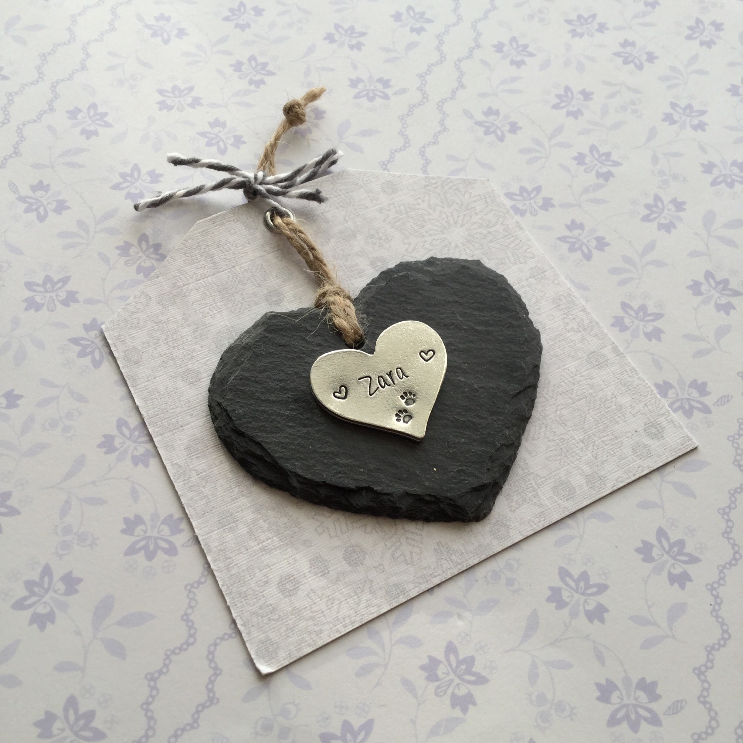 Personalised Slate Heart Decoration | Etsy