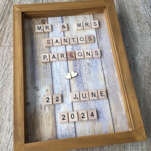 Personalised Wedding Scrabble Frame Gift for Bride & Groom for Welcome ...