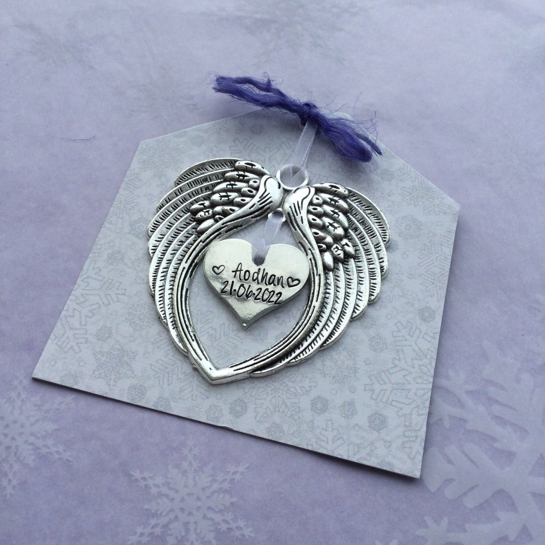 Personalised Angel Wing Decoration, Baby Loss, Infant Loss, Lost Loved ...
