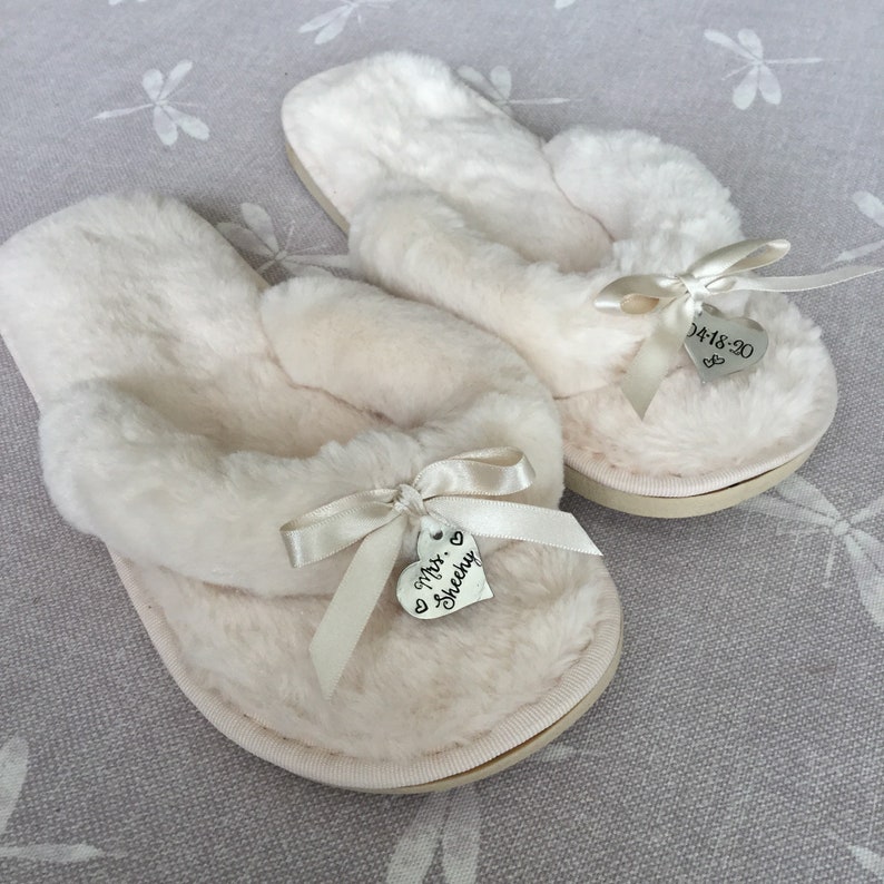 Personalised Bridal Slippers Customised Slippers White | Etsy