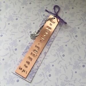 Personalised Copper Bookmark, Customised Metal Bookmark, Gift for Book ...