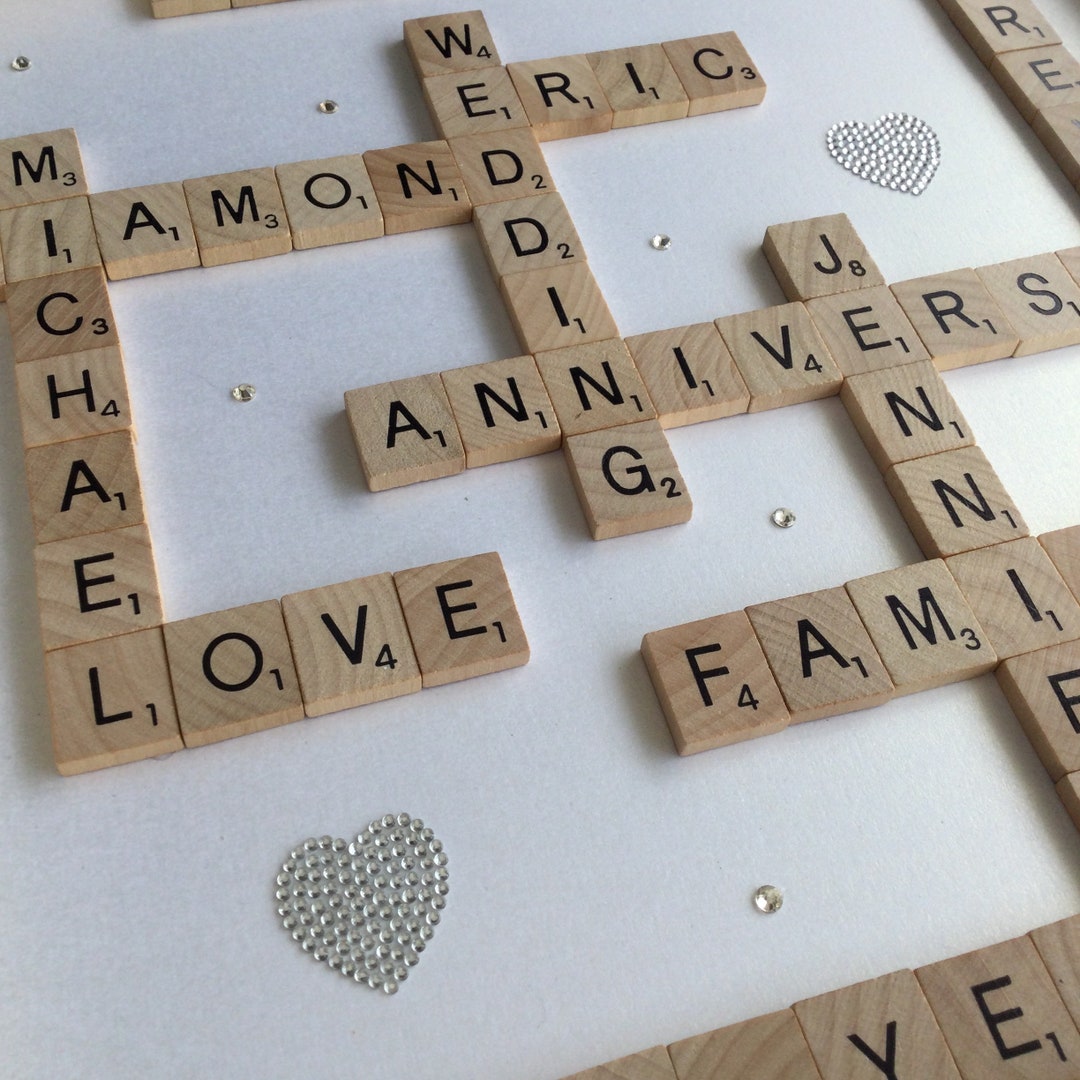 Diamond Anniversary Scrabble Frame, 60th Wedding Anniversary Gift - Etsy